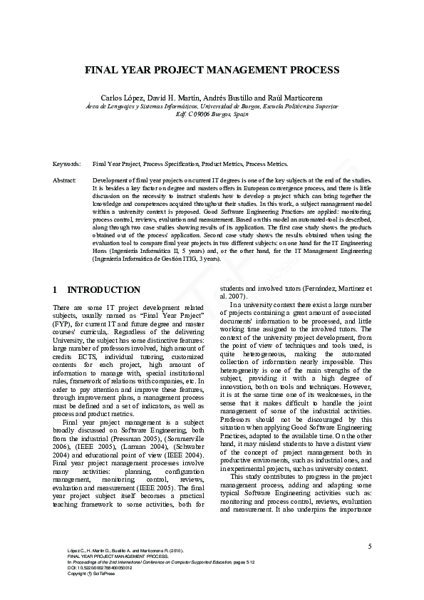 (PDF) Final Year Project Management Process