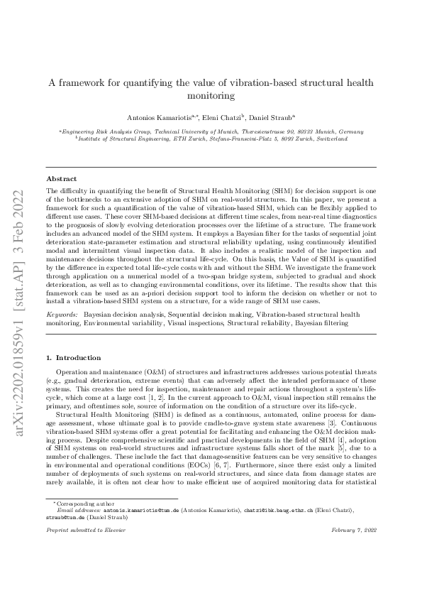 (PDF) A framework for quantifying the value of vibration-based structural health monitoring ...