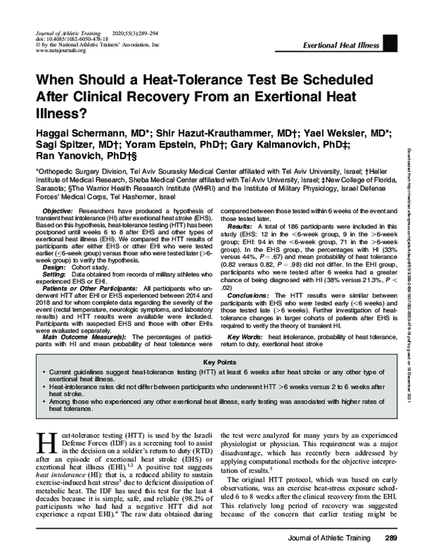 (PDF) When Should a Heat-Tolerance Test Be Scheduled After Clinical ...