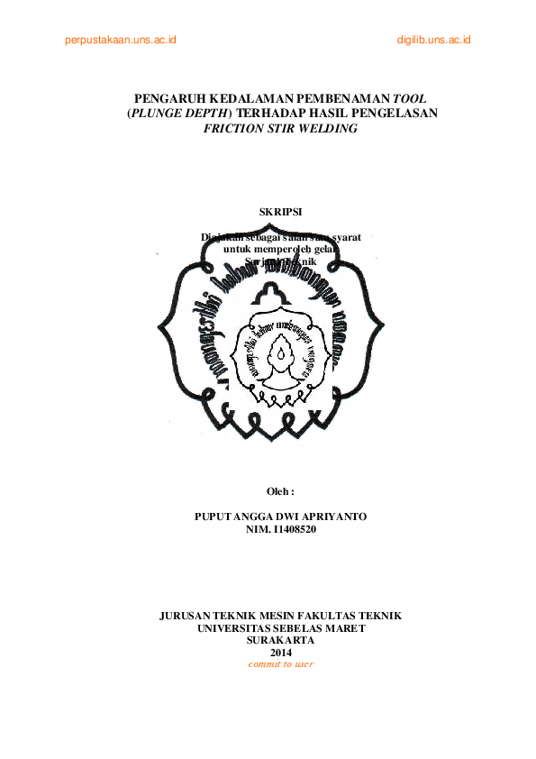(PDF) Pengaruh Kedalaman Pembenaman Tool (Plunge Depth) Terhadap Hasil ...