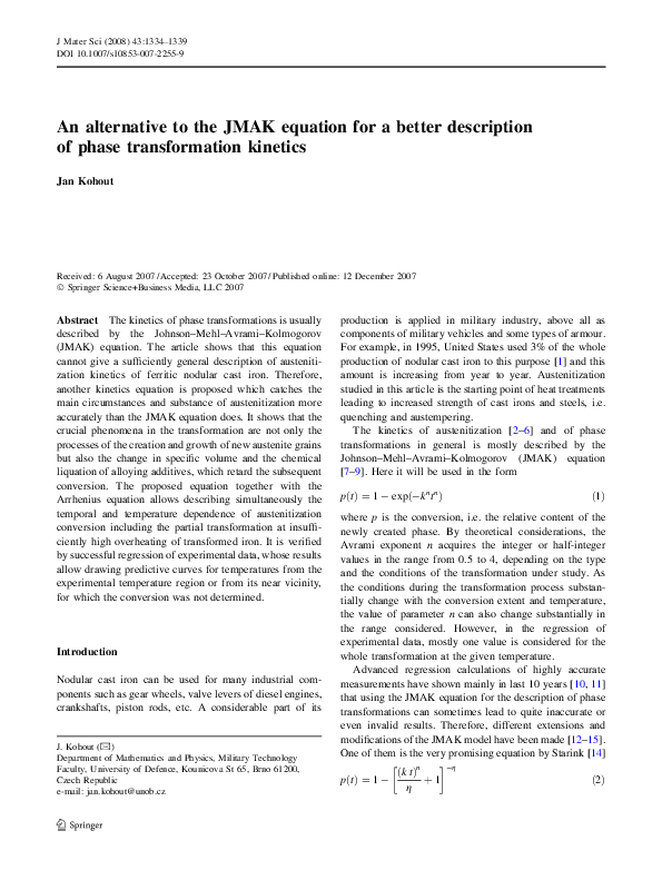 (PDF) An alternative to the JMAK equation for a better description of ...