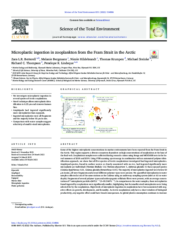 (PDF) Microplastic ingestion in zooplankton from the Fram Strait in the ...