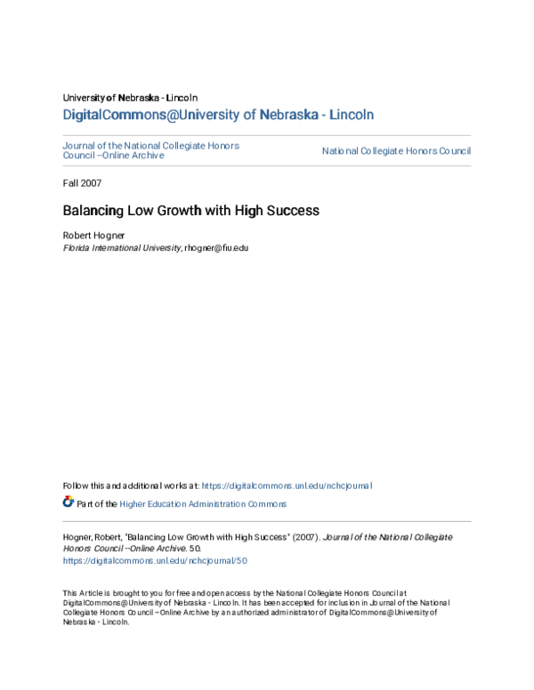 (PDF) Balancing Low Growth with High Success