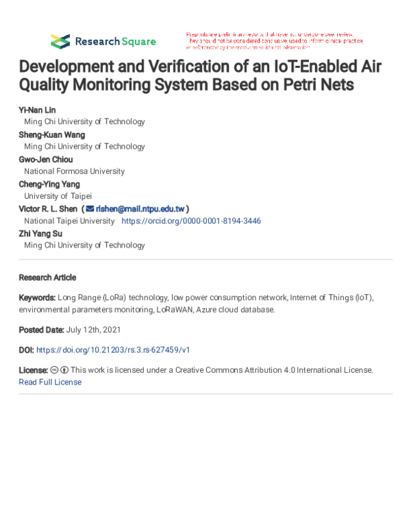 (PDF) Development and Verification of an IoT-Enabled Air Quality Monitoring System Based on ...