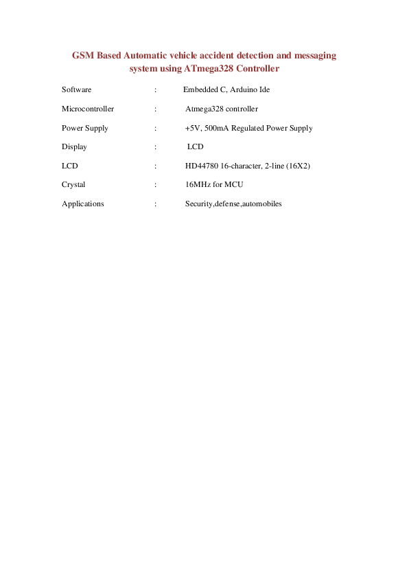 Pdf Gsm Based Automatic Vehicle Accident Detection And Messaging System Using Atmega328 Controller