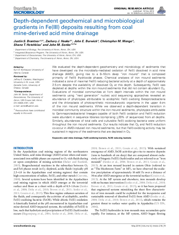 (PDF) Depth-dependent geochemical and microbiological gradients in Fe ...