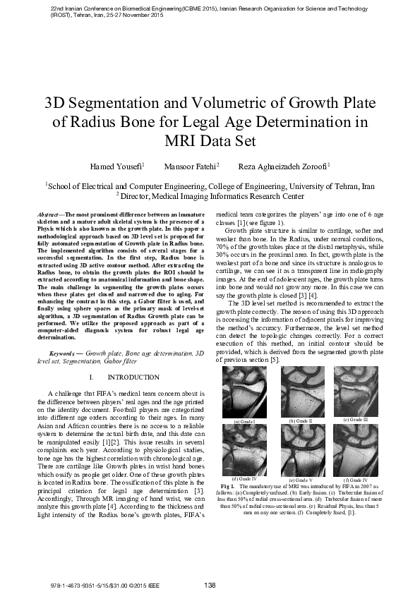 (PDF) 3D Segmentation and Volumetric of Growth Plate of Radius Bone for ...