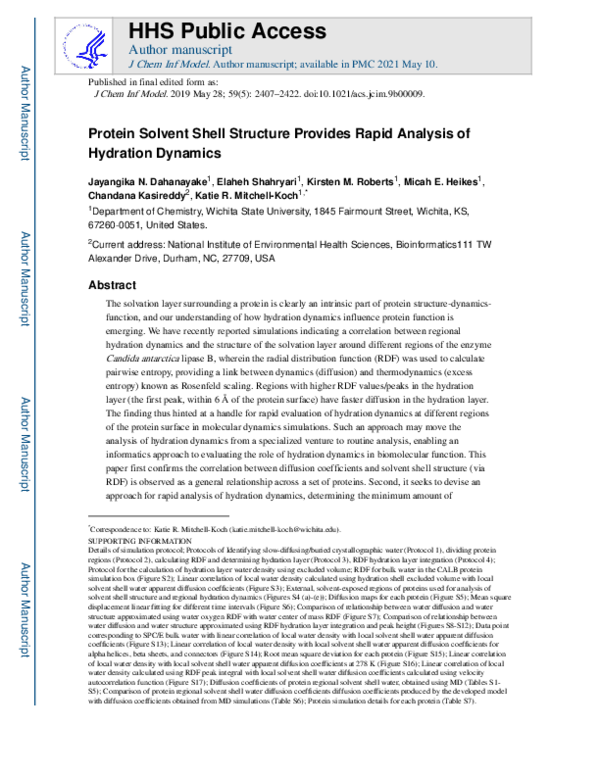 (PDF) Protein Solvent Shell Structure Provides Rapid Analysis of ...