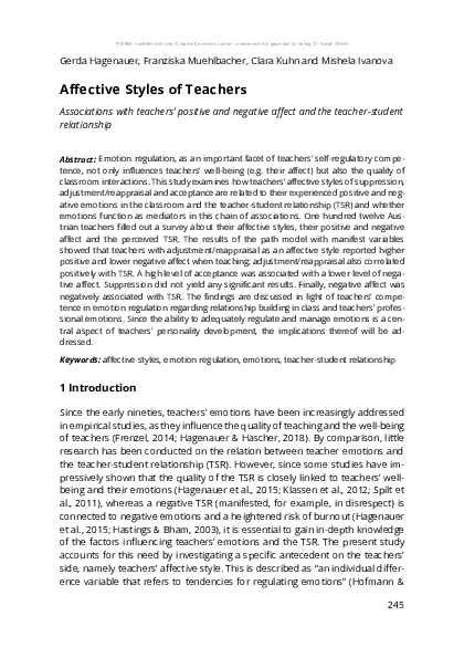 (PDF) Affective Styles of Teachers