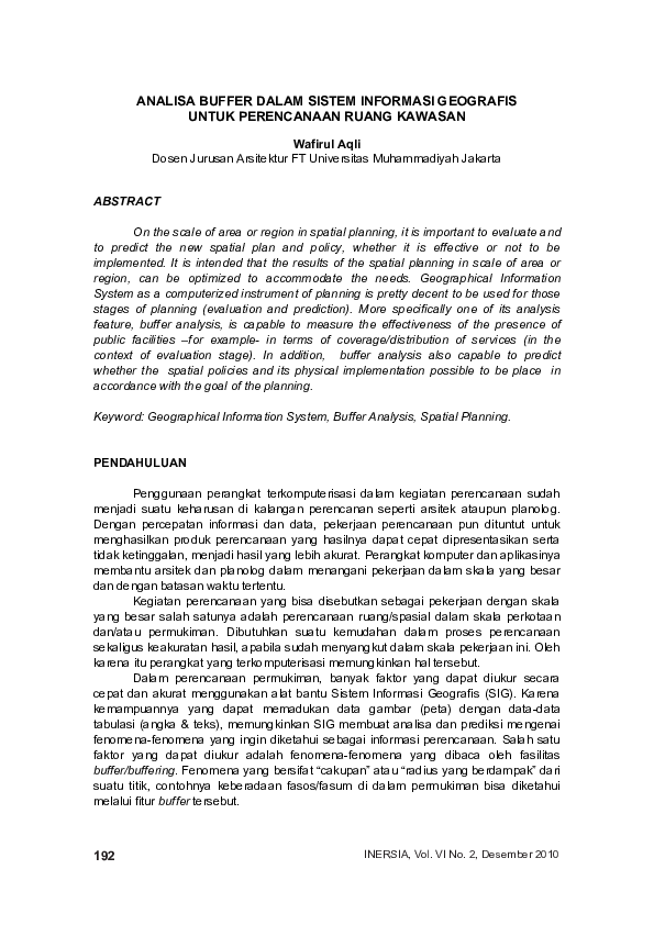 (PDF) Analisa Buffer Dalam Sistem Informasi Geografis Untuk Perencanaan ...