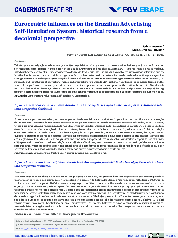 (PDF) Eurocentric influences on the Brazilian Advertising Self ...