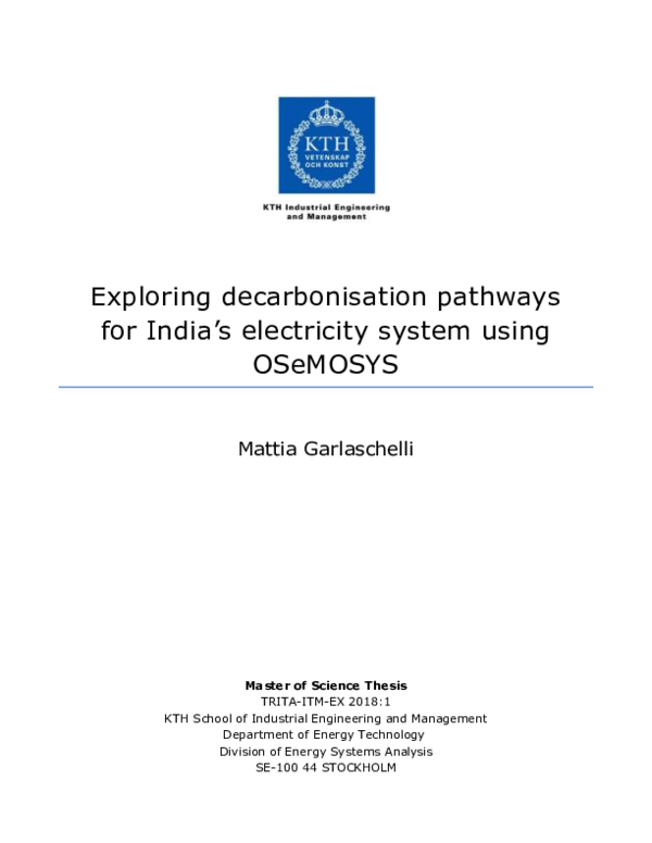 (PDF) Exploring decarbonisation pathways for India’selectricity system using OSeMOSYS