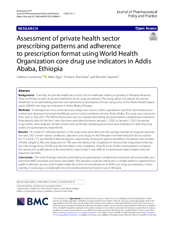(PDF) Assessment of private health sector prescribing patterns and ...