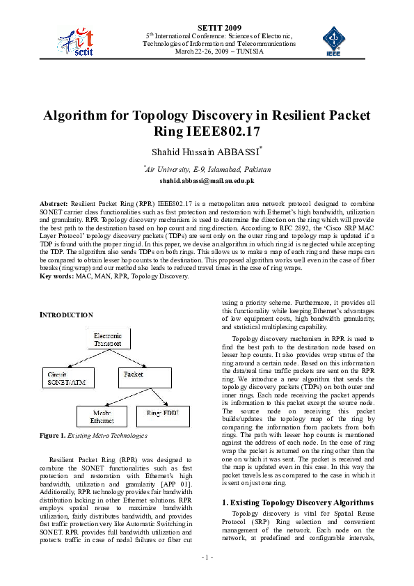 (PDF) Optimized Topology Discovery for RPR Networks
