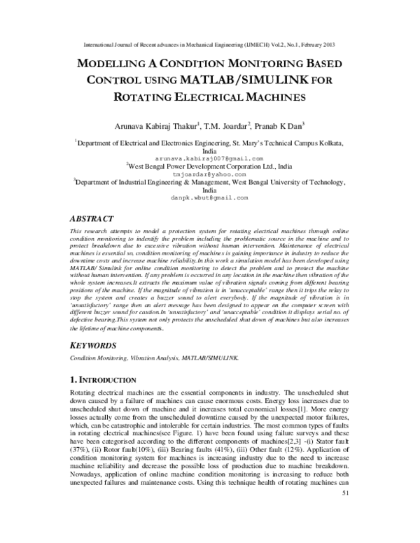 (PDF) Modelling A Condition Monitoring Based Control Using Matlab/Simulink For Rotating ...