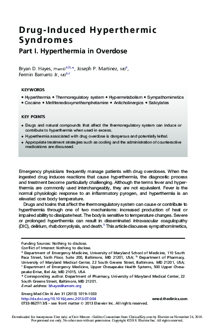 (PDF) Drug-Induced Hyperthermic Syndromes