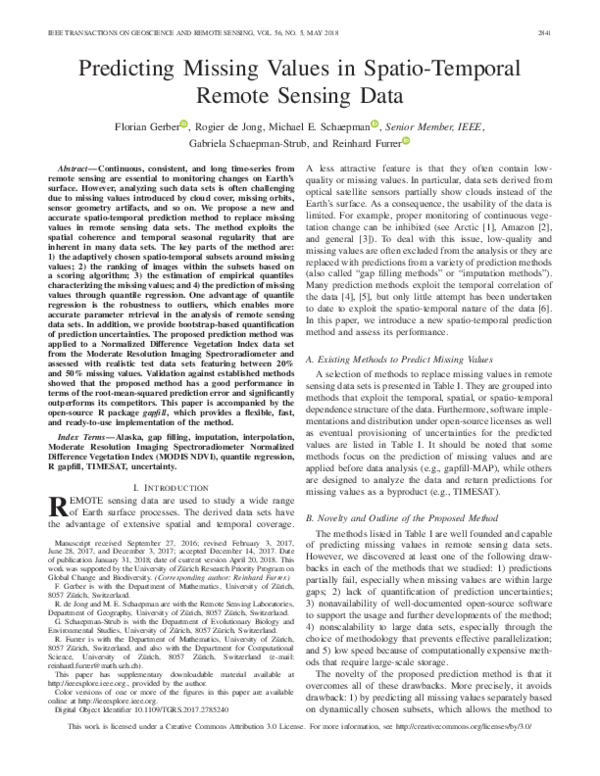 (PDF) Predicting Missing Values in Spatio-Temporal Remote Sensing Data