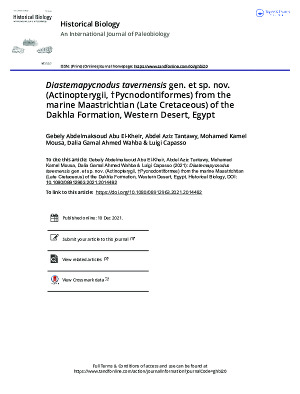 (PDF) Diastemapycnodus tavernensis gen. et sp. nov. (Actinopterygii ...