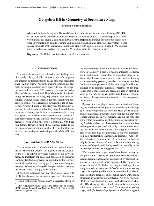 (PDF) Geogebra Kit in Geometry at Secondary Stage