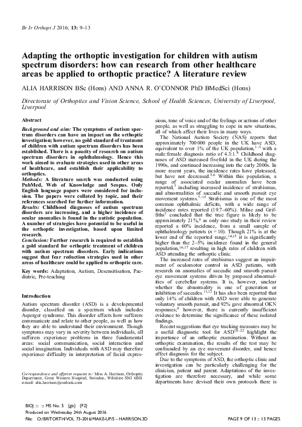 (PDF) Adapting the orthoptic investigation for children with autism ...