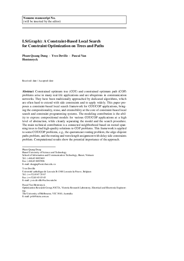 Pdf Lsgraph A Constraint Based Local Search For Constraint 8939