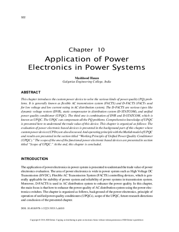 (PDF) Application of Power Electronics in Power Systems