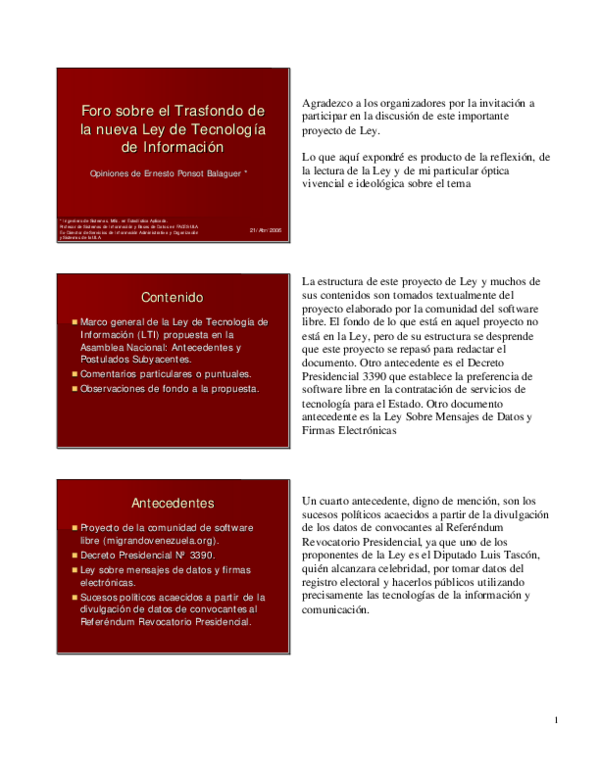 (PDF) Foro sobre el Trasfondo de Foro sobre el Trasfondo de la nueva Ley de Tecnolog la nueva ...
