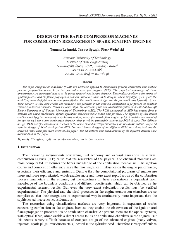 (PDF) Design of the Rapid Compression Machines for Combustion ...