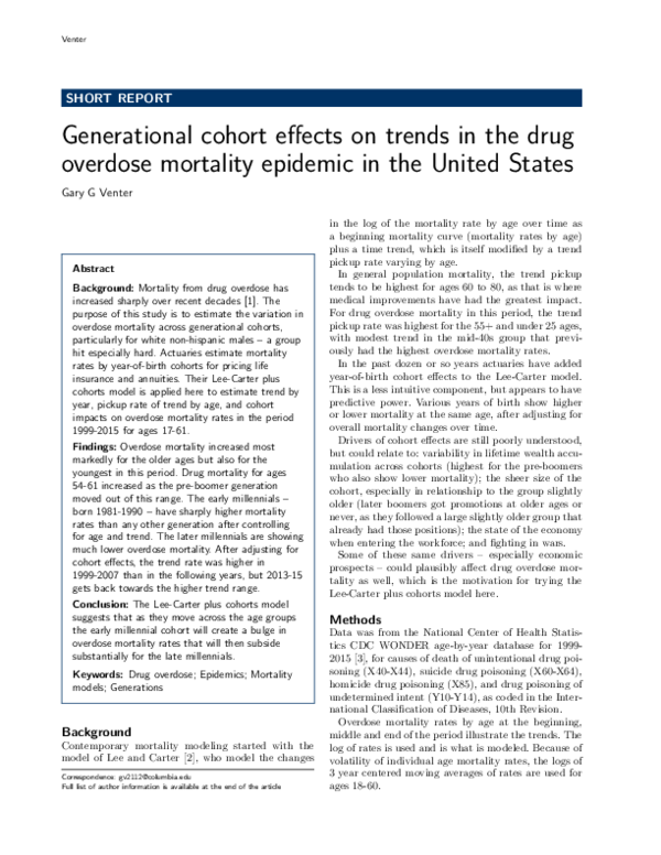 (PDF) Generational Cohort Effects on Trends in the Drug Overdose ...
