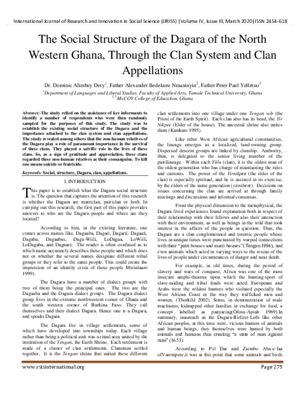 (PDF) The Social Structure of the Dagara of the North Western Ghana ...