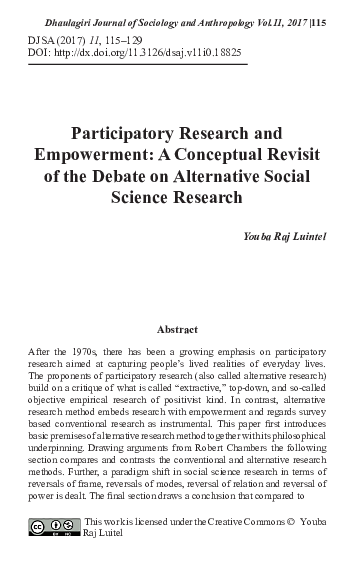 (PDF) Participatory Research and Empowerment: A Conceptual Revisit of ...