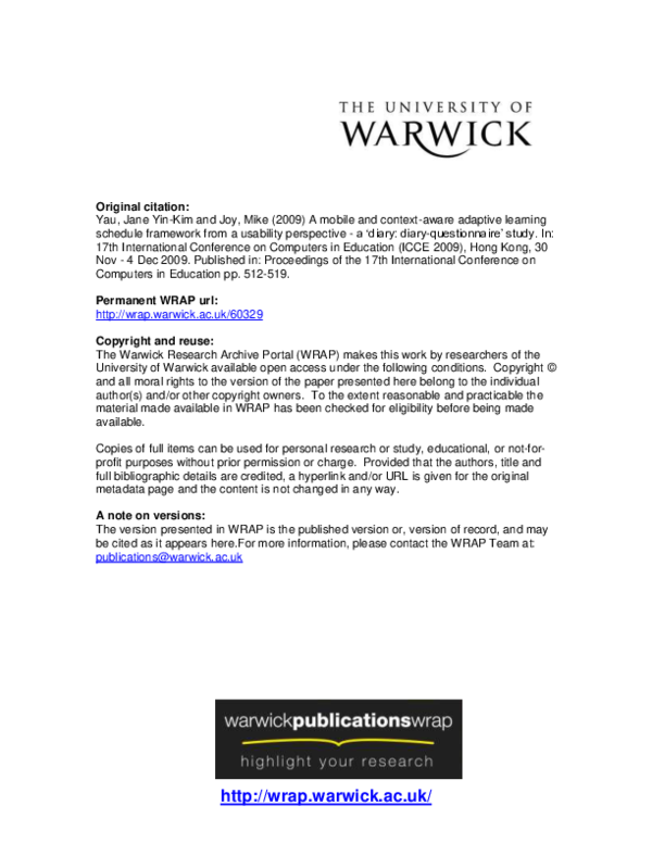 (PDF) A mobile and context-aware adaptive learning schedule framework from a usability ...