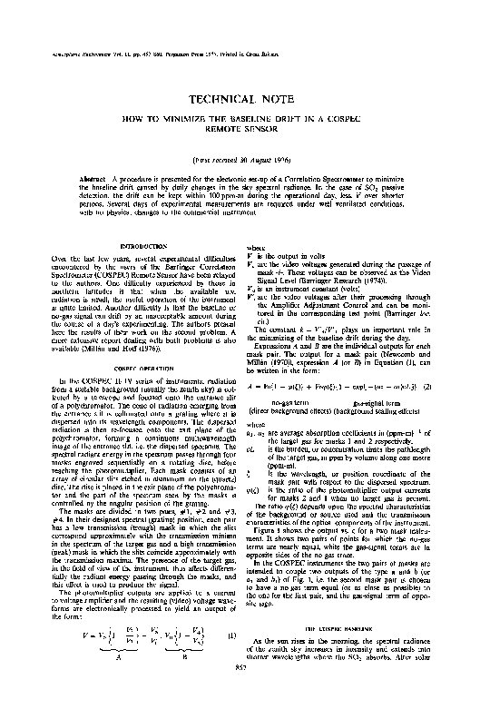 (PDF) How to minimize the baseline drift in a cospec remote sensor