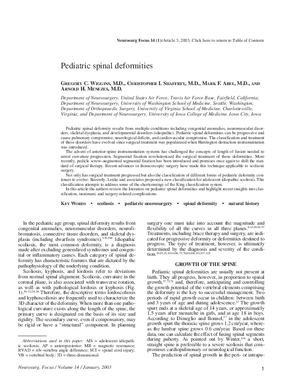 (PDF) Pediatric spinal deformities