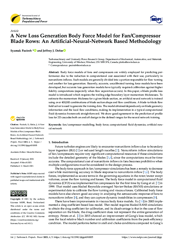 (PDF) A New Loss Generation Body Force Model for Fan/Compressor Blade ...