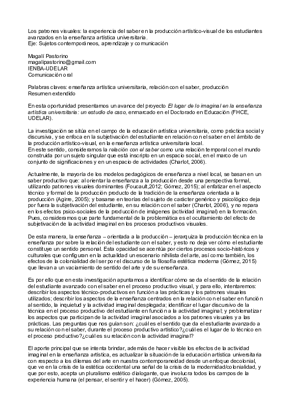 (PDF) Los patrones visuales: la experiencia del saber en la producción ...