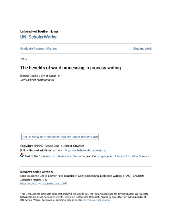 (PDF) The benefits of word processing in process writing