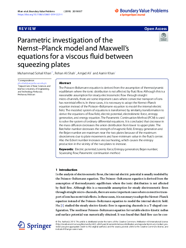 (PDF) Parametric investigation of the Nernst–Planck model and Maxwell’s ...
