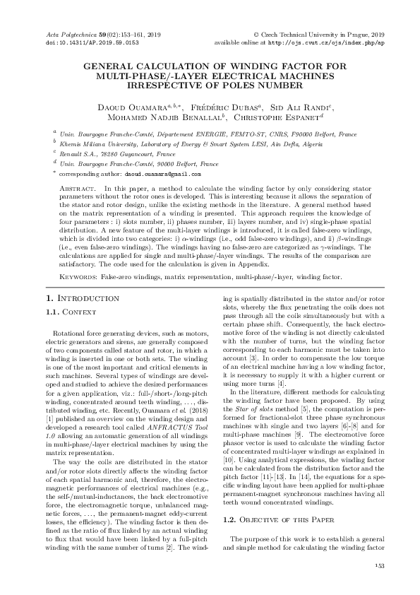 (PDF) General Calculation of Winding Factor for Multi-Phase/-Layer ...