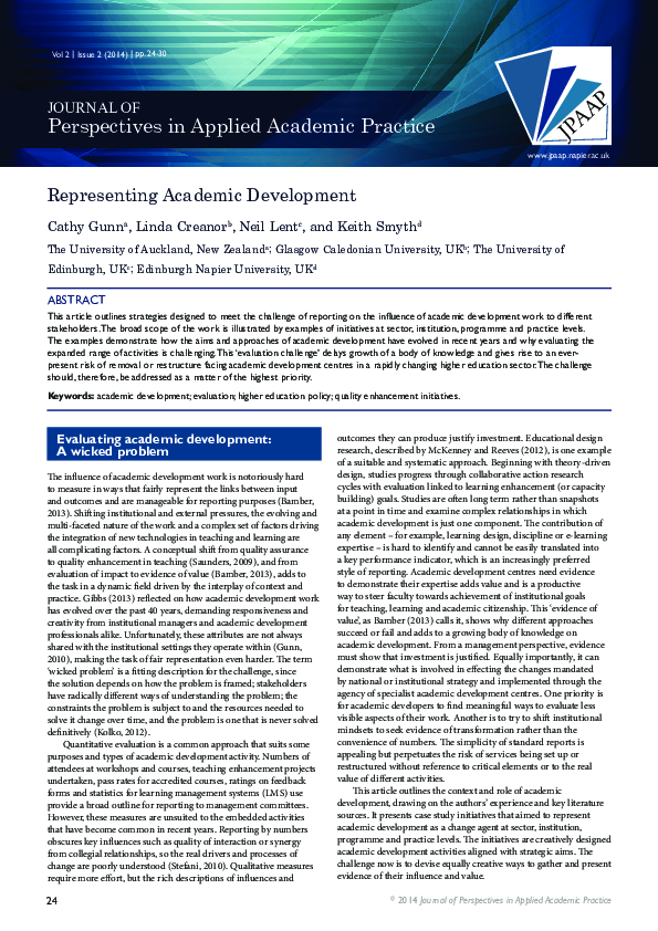 (PDF) Representing Academic Development
