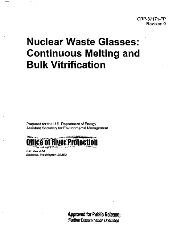 (PDF) Nuclear Waste Glasses: Continuous Melting and Bulk Vitrification