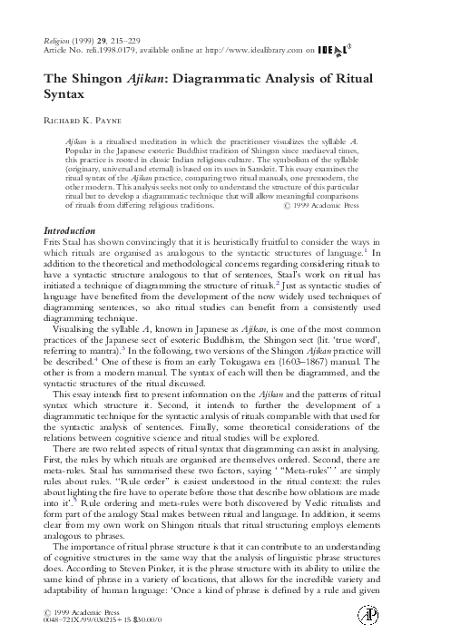 (PDF) The Shingon Ajikan : Diagrammatic Analysis of Ritual Syntax
