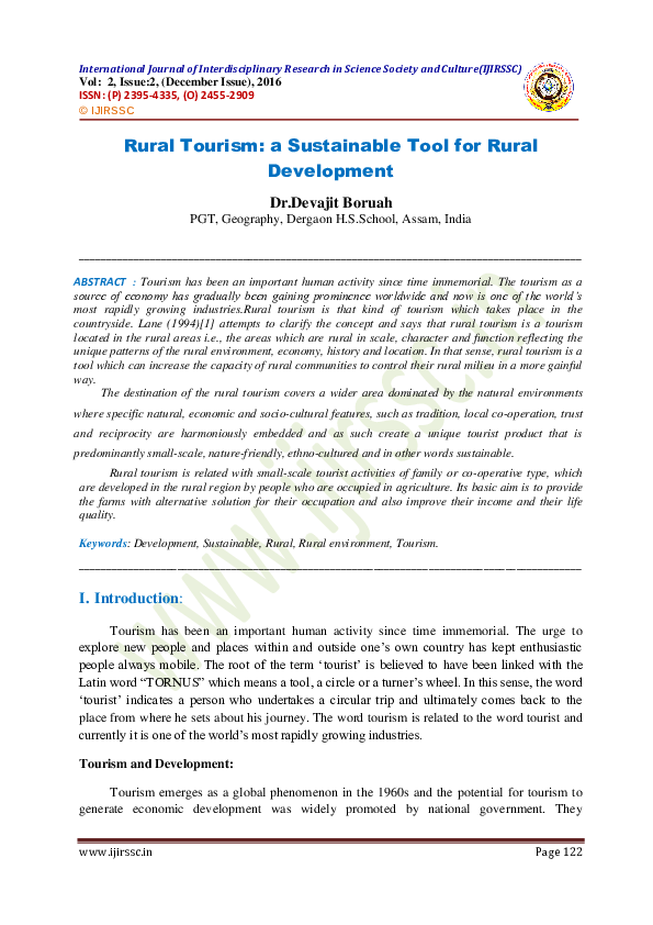 (PDF) Rural Tourism: a Sustainable Tool for Rural Development