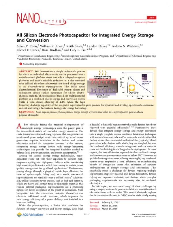 (PDF) All Silicon Electrode Photocapacitor for Integrated Energy ...