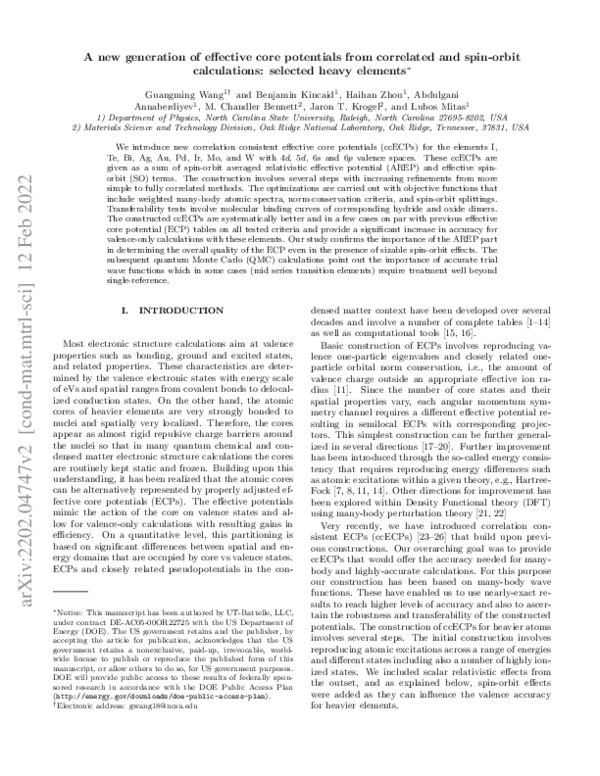 (PDF) A new generation of effective core potentials from correlated and ...