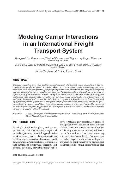 (PDF) Modeling Carrier Interactions in an International Freight ...