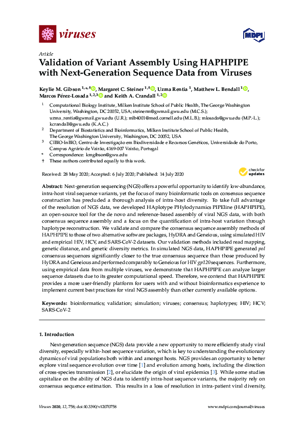 (PDF) Validation of Variant Assembly Using HAPHPIPE with Next-Generation Sequence Data from Viruses