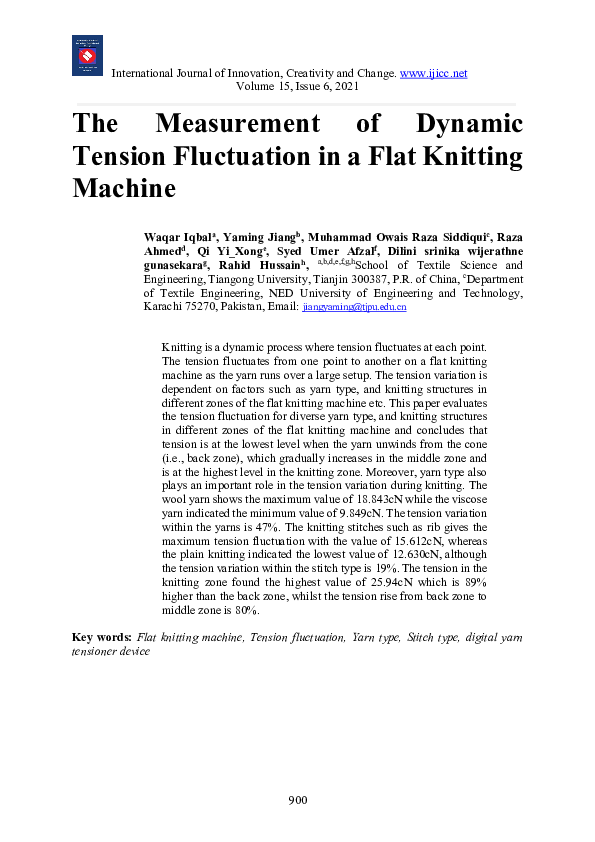 (PDF) The Measurement of Dynamic Tension Fluctuation in a Flat Knitting ...