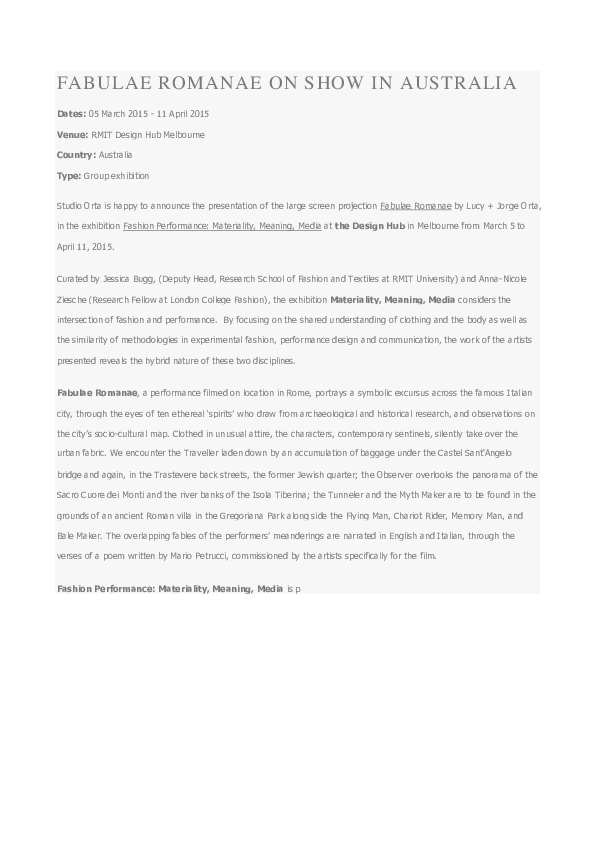 (PDF) Fabulae Romanae on show in Australia