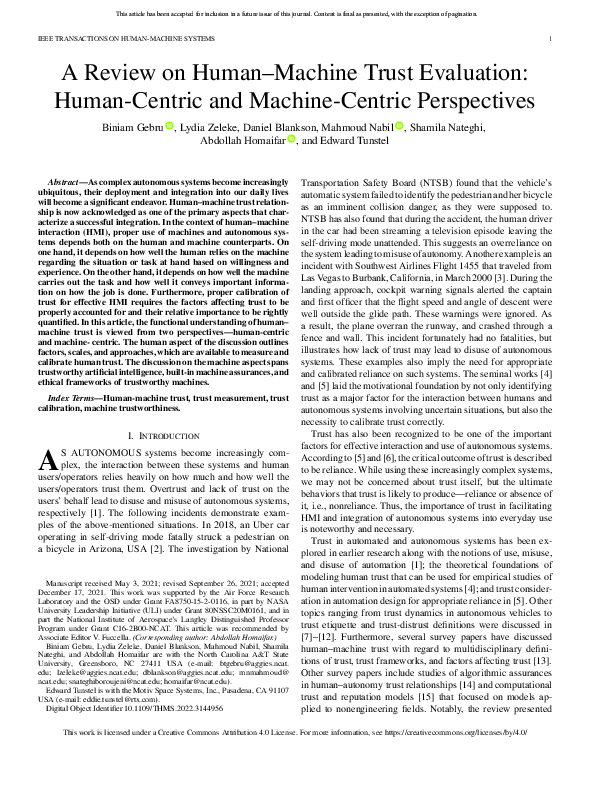 (PDF) A Review on Human–Machine Trust Evaluation: Human-Centric and ...